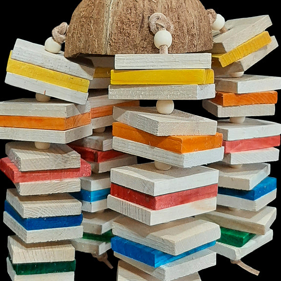 Bomb Shell Parrot Toy | Coconut Shell Pine Wood Bird Toy