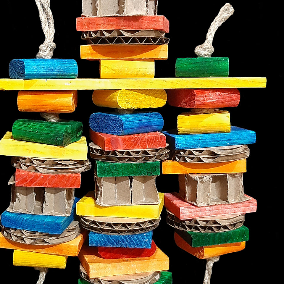 Hokey-Pokey Jr. | Pine Blocks & Cardboard Bird Toy for Small Parrots – Birdy Boredom Busters